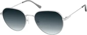 Zenni Aviator Full Rim Stainless Steel Sunglasses - Silver