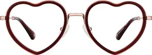Zenni Heart Glasses Full Rim Frame - Red