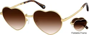 Zenni Heart Stainless Steel Full Rim Sunglasses - Gold