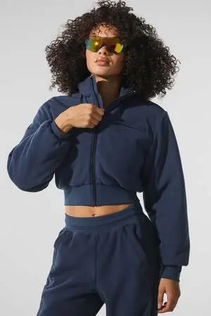 Alo Yoga Polar Fleece Cropped Jacket - Navy