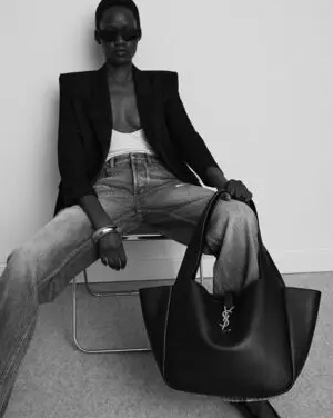Saint Laurent Bea Grained Leather Tote