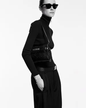 Saint Laurent Manhattan Crocodile-embossed Leather Shoulder Bag