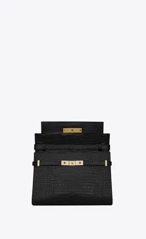 Saint Laurent Manhattan Crocodile-embossed Leather Shoulder Bag