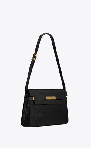 Saint Laurent Manhattan Crocodile-embossed Leather Shoulder Bag