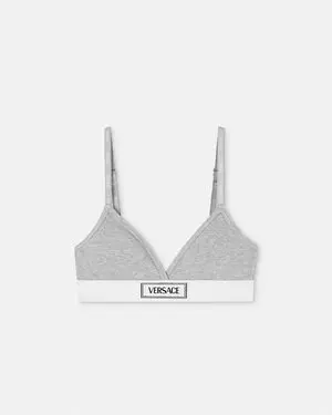 Versace Cotton Ribbed Bralette Gray