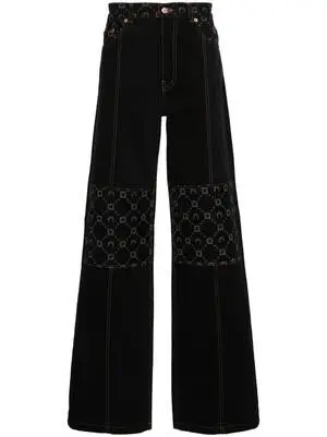 MARINE SERRE Moonogram-detail Wide-leg Jeans