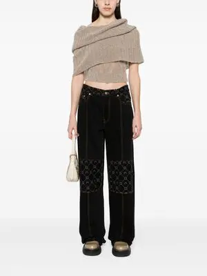 MARINE SERRE Moonogram-detail Wide-leg Jeans