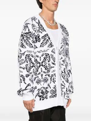 Off-White Intarsia-knit V-neck Cardigan