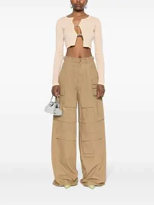 Gcds Comma Ribbed Cropped Cardigan - Pink