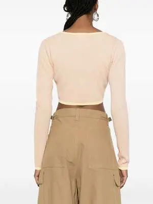 Gcds Comma Ribbed Cropped Cardigan - Pink