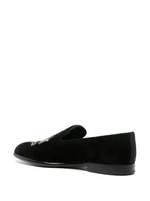 Dolce & Gabbana Coat-of-arms Embroidery Slippers - Black