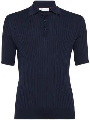 Brunello Cucinelli Ribbed-knit Polo Shirt