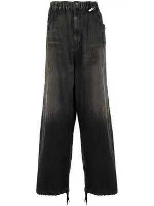 Mihara Yasuhiro Contrasting Panel Wide-leg Jeans - Black