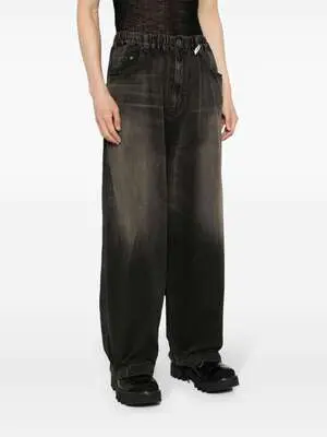 Mihara Yasuhiro Contrasting Panel Wide-leg Jeans - Black
