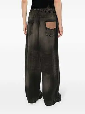 Mihara Yasuhiro Contrasting Panel Wide-leg Jeans - Black