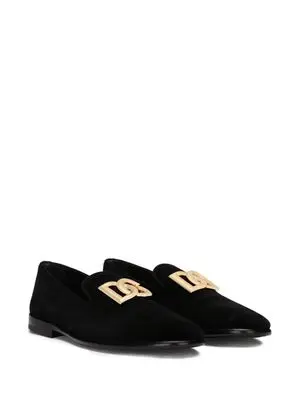 Dolce & Gabbana Logo-plaque Velvet Slippers