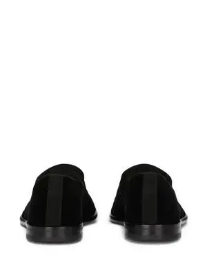 Dolce & Gabbana Logo-plaque Velvet Slippers