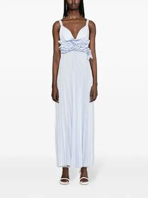 P.a.r.o.s.h Floral-appliqué Pleated Gown