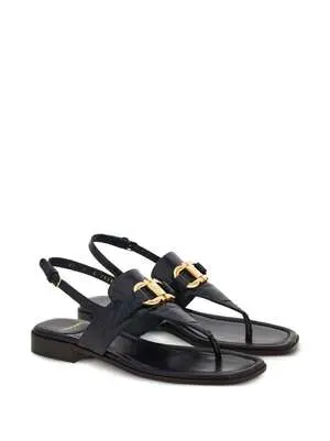 FERRAGAMO Gancini-buckle Leather Sandals - Black