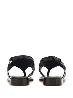 FERRAGAMO Gancini-buckle Leather Sandals - Black