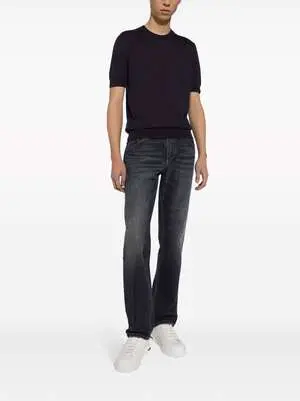 Dolce & Gabbana Logo-embroidered Silk Knitted Top - Blue