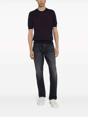 Dolce & Gabbana Logo-embroidered Silk Knitted Top - Blue