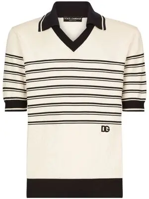 Dolce & Gabbana Striped Logo-embroidered Polo Shirt
