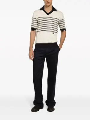 Dolce & Gabbana Striped Logo-embroidered Polo Shirt