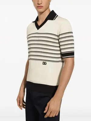 Dolce & Gabbana Striped Logo-embroidered Polo Shirt