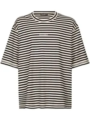 Dolce & Gabbana Logo-embroidered Striped T-shirt - Black