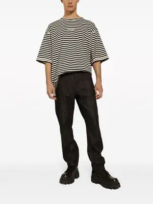 Dolce & Gabbana Logo-embroidered Striped T-shirt - Black