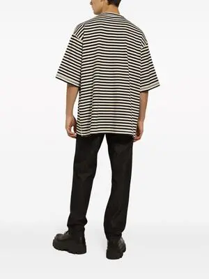Dolce & Gabbana Logo-embroidered Striped T-shirt - Black