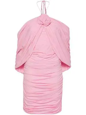 Magda Butrym Flower-appliqué Ruched Mini Dress - Pink