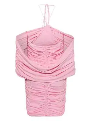 Magda Butrym Flower-appliqué Ruched Mini Dress - Pink