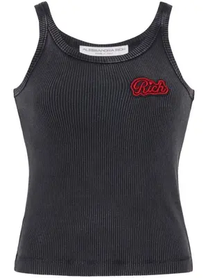 Alessandra Rich Logo Appliqué Tank Top - Grey