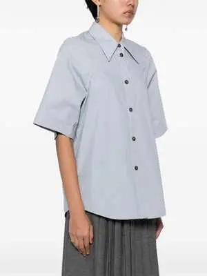 LOW CLASSIC Pointed-collar Cotton Shirt - Blue