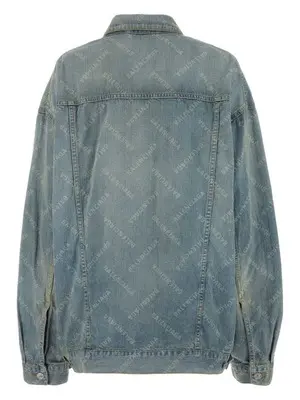 Balenciaga Logo-print Denim Jacket - Blue