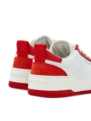 FERRAGAMO Panelled Leather Sneakers - Red