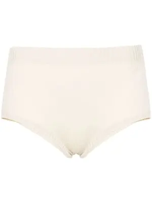 Alanui High-waisted Ribbed Shorts - Neutrals