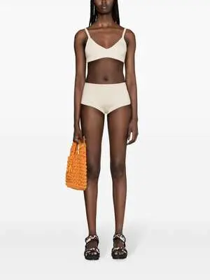 Alanui High-waisted Ribbed Shorts - Neutrals