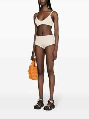 Alanui High-waisted Ribbed Shorts - Neutrals