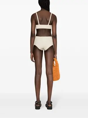 Alanui High-waisted Ribbed Shorts - Neutrals