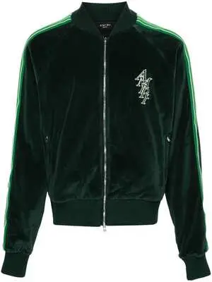 Amiri Stack Monogram Velvet Jacket - Green