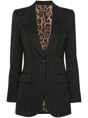 Dolce & Gabbana Pinstriped Single-breasted Blazer - Black