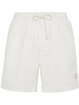 Brunello Cucinelli Logo-embroidered Swim Shorts - White