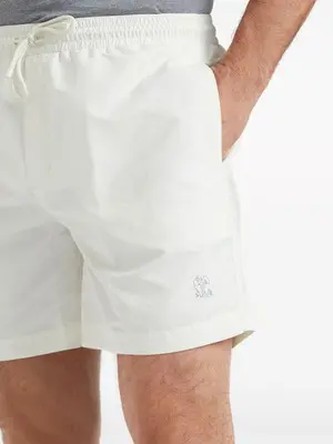 Brunello Cucinelli Logo-embroidered Swim Shorts - White