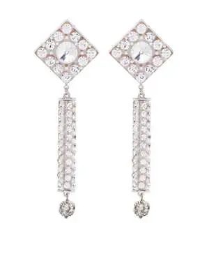 Alessandra Rich Crystal Pendant Clip-on Earrings - Silver