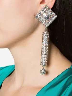 Alessandra Rich Crystal Pendant Clip-on Earrings