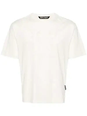 Palm Angels Monogram-embroidered Cotton T-shirt - White