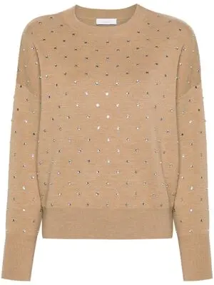 Rabanne Crystal-embellished Wool Jumper - Brown